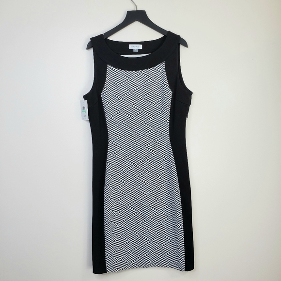 Calvin Klein | Dresses | New Calvin Klein Black White Colorblock Dress ...